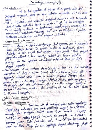 Ion exchange chromatography Hand Written Notes.pdf