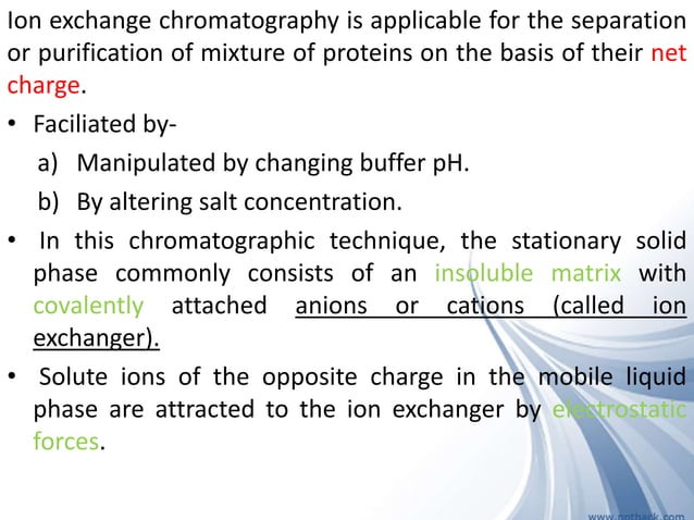 Ion exchange cromatography and affinity chromatography | PPT