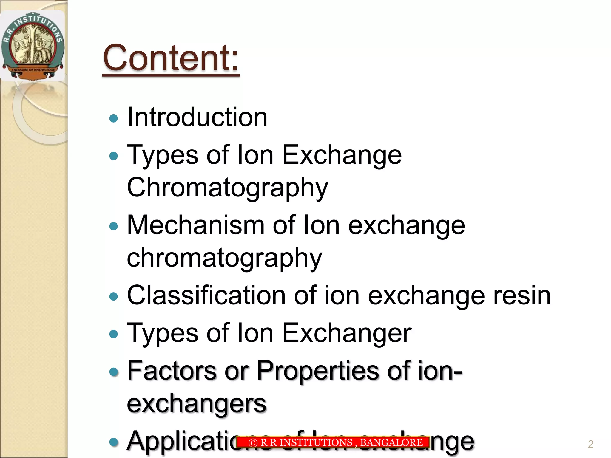 Ion exchange chromatography .ppt