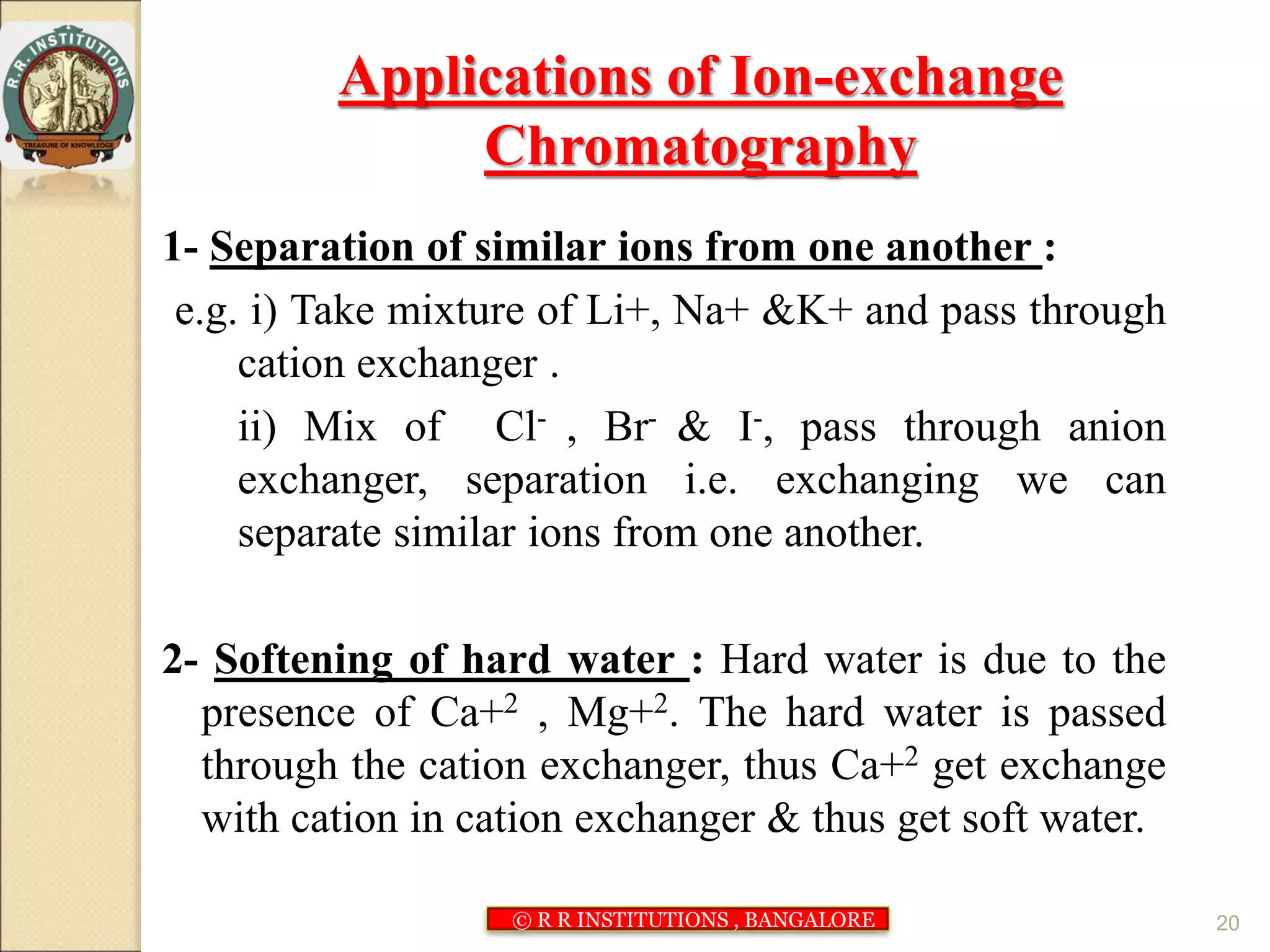 Ion exchange chromatography .ppt
