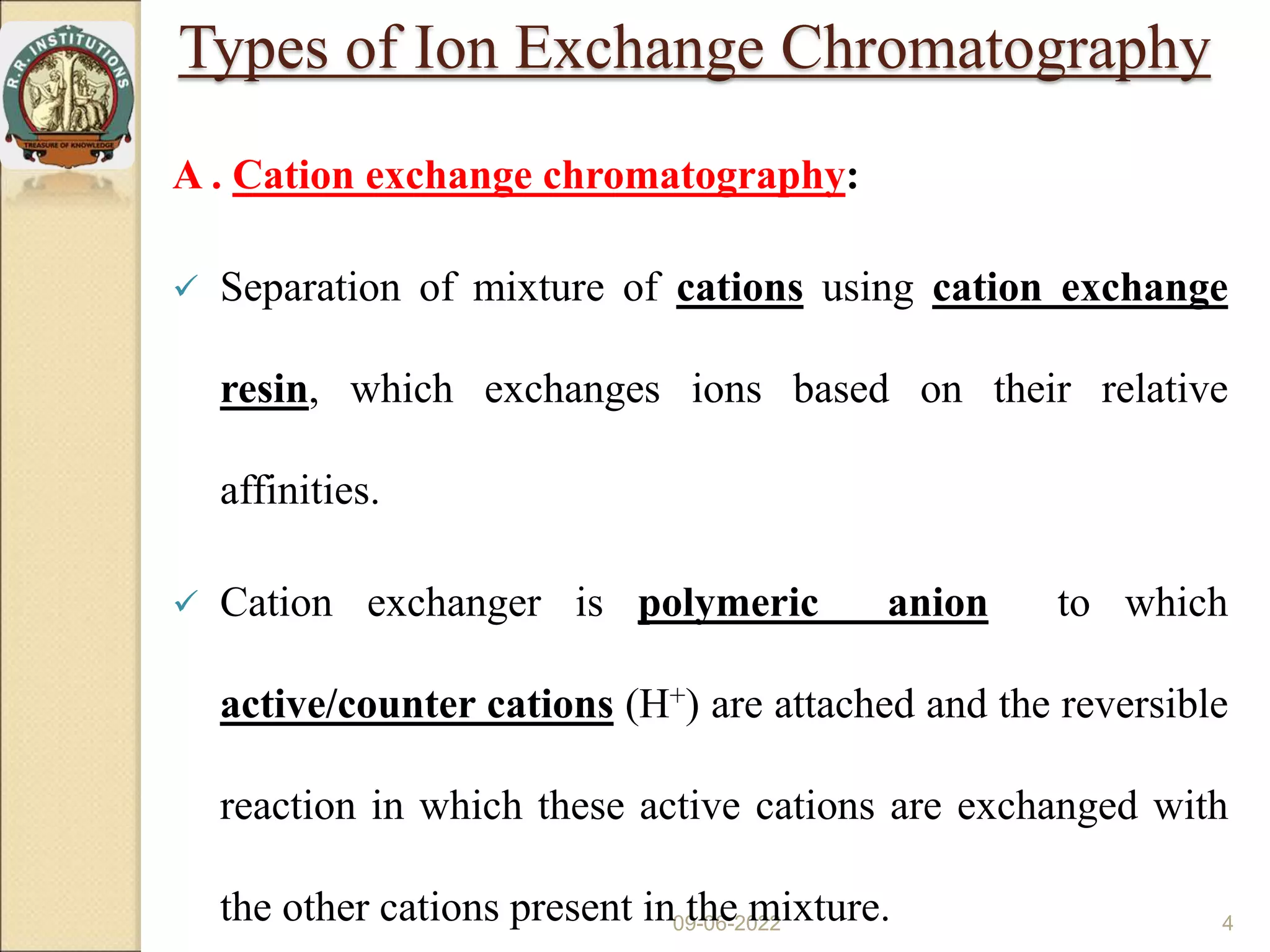 Ion exchange chromatography .ppt