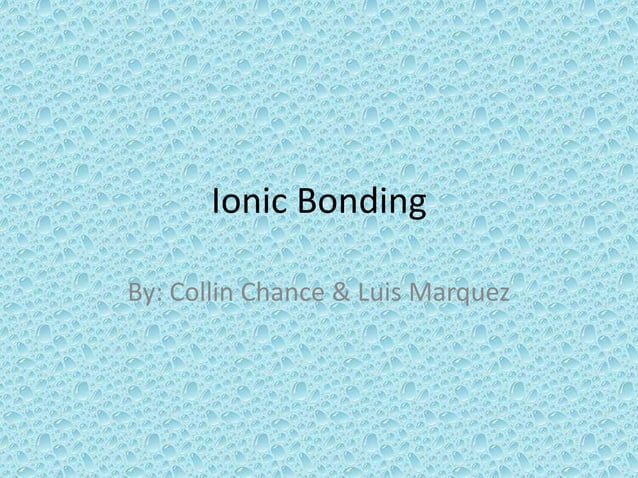 Ionic bonding | PPT