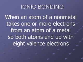 IONIC BONDING (Chemical Bonding between metal and non metal) | PPT