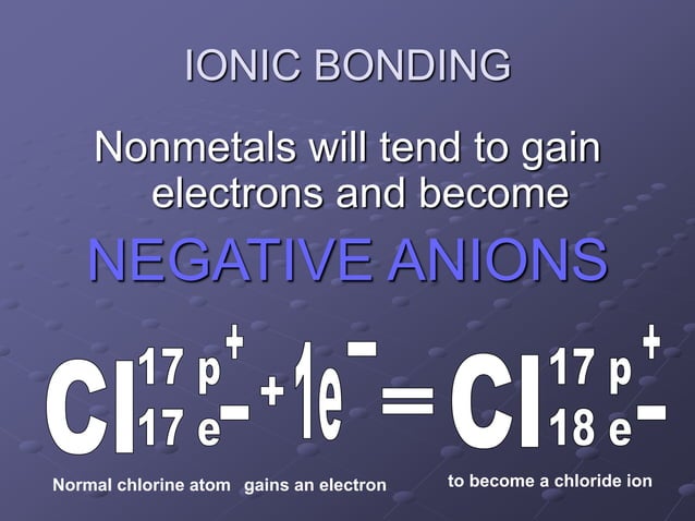IONIC BONDING (Chemical Bonding between metal and non metal) | PPT