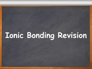 Ionic bonding revision | PPTX | Chemistry | Science