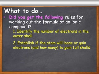 Ionic bonding revision | PPTX | Chemistry | Science