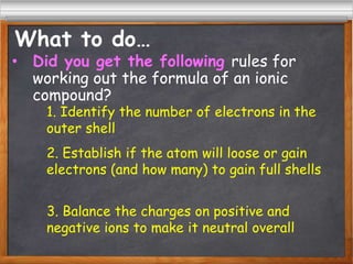 Ionic bonding revision | PPTX | Chemistry | Science