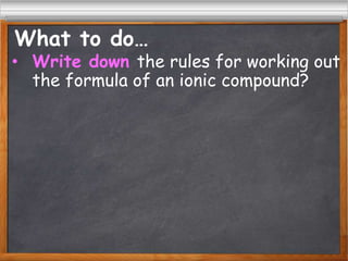 Ionic bonding revision | PPTX | Chemistry | Science