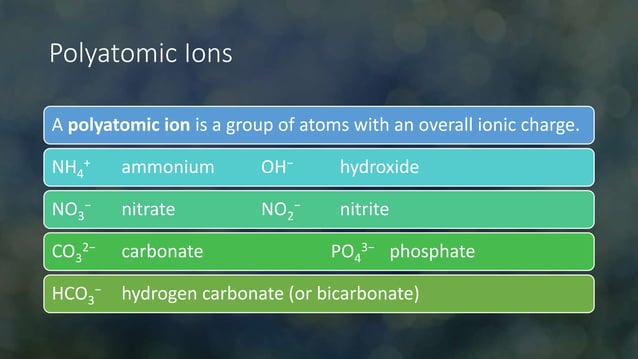 IONIC COMPOUND WITH POLYATOMIC IONS.pptx | Chemistry | Science