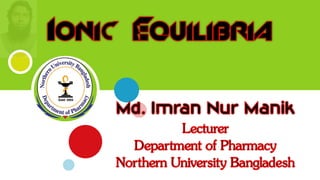 Ionic Equilibria Manik | PPT