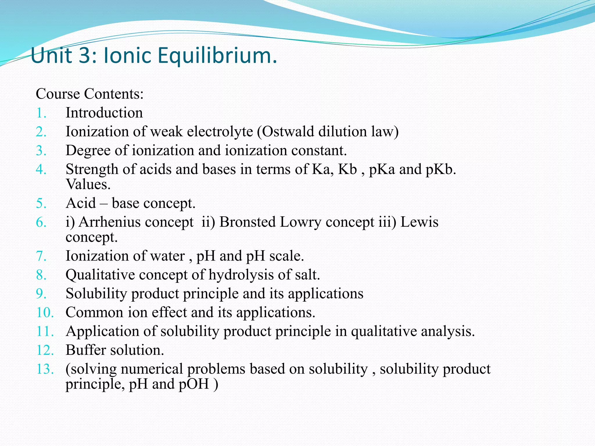 Ionic equilibrium | PPTX