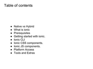 Introduction to Ionic framework | PPTX