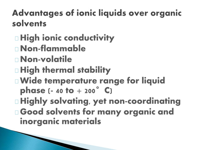 Ionic liquids | PPTX | Chemistry | Science