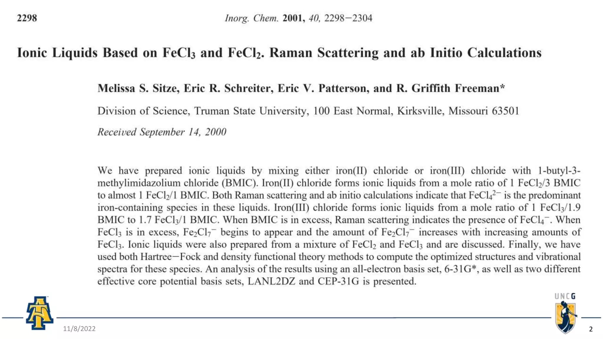 Ionic Liquids Based On Fecl3 And Fecl2 Pptx