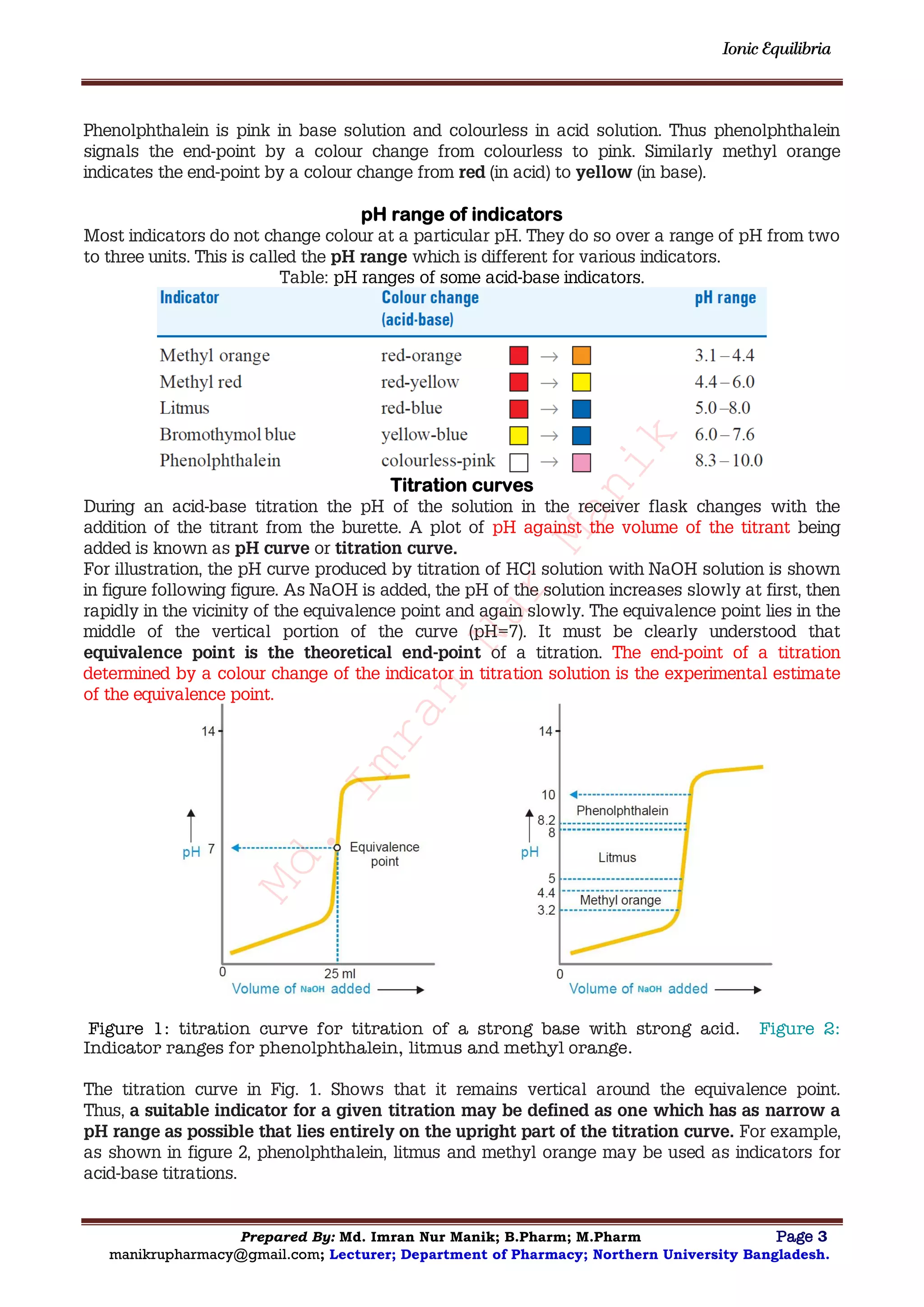 Ionic equilibria MANIK | PDF
