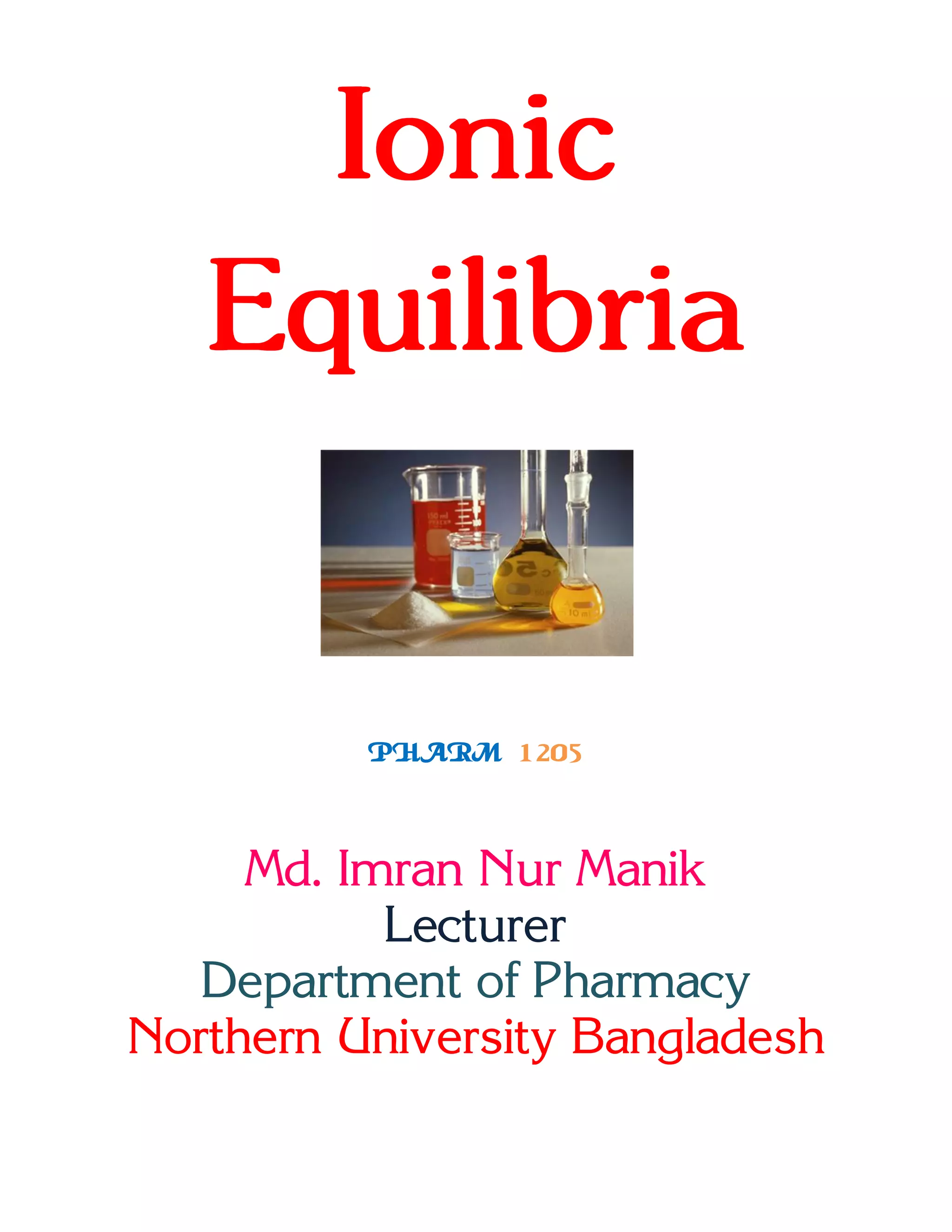 Ionic equilibria MANIK | PDF