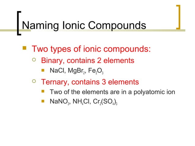 Ionic nomenclature | PPT | Chemistry | Science