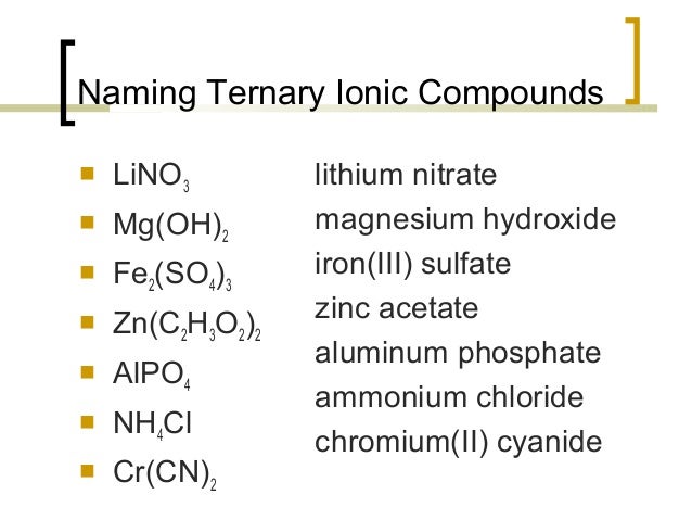 Ionic Nomenclature Ionic Nomenclature