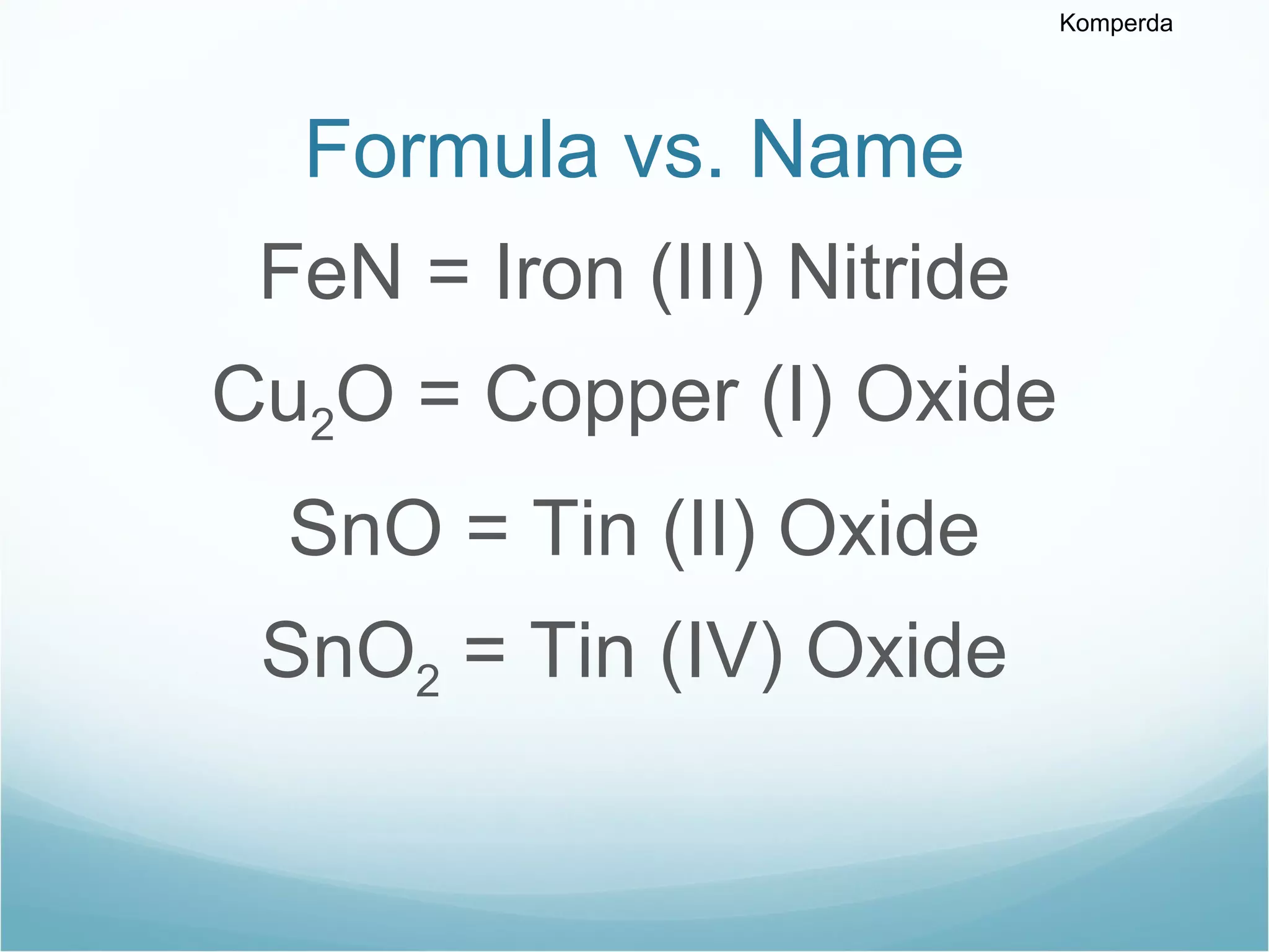 Ionic Nomenclature & Compounds | PPT