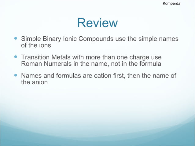 Ionic Nomenclature & Compounds | PPT