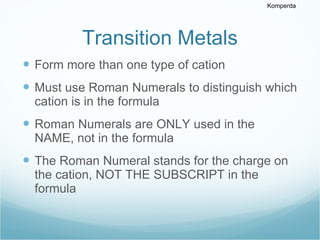 Ionic Nomenclature & Compounds | PPT