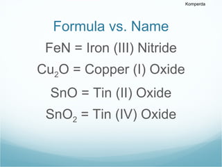 Ionic Nomenclature & Compounds | PPT