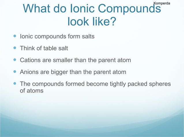 Ionic Nomenclature & Compounds | PPT