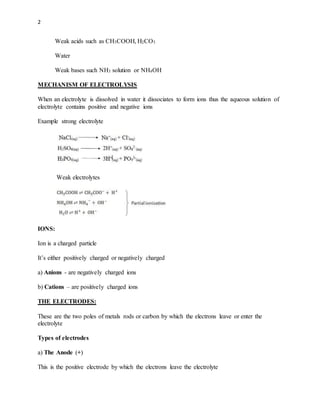 Ionic theory and electrolysis | DOCX