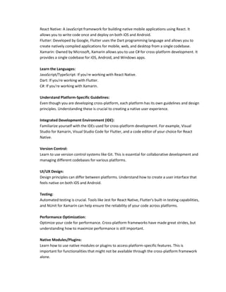 Mastering cross platform development | DOCX | Web Development | Internet