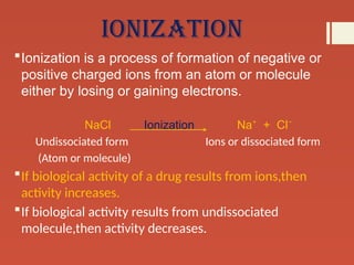 IONISATION,SOLUBILITY -Physicochemical property for biological activity ...