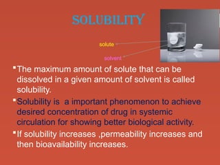 IONISATION,SOLUBILITY -Physicochemical property for biological activity ...