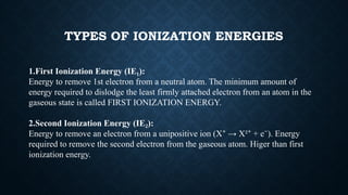 ionization energy and its types and importance | PPTX