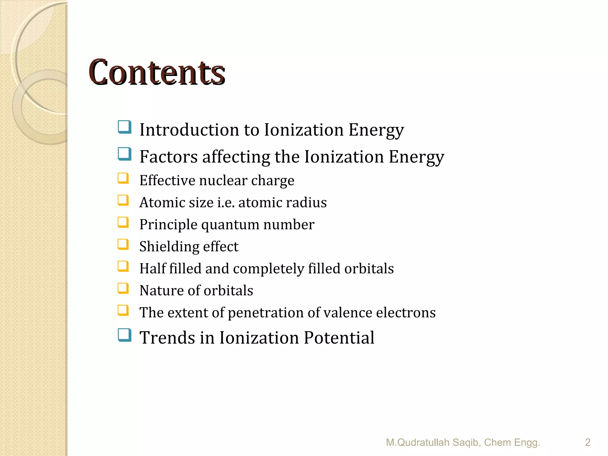 Ionization Potential | PPT | Chemistry | Science