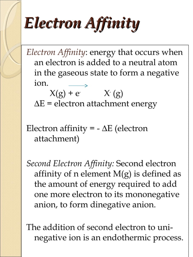 Ionization potential and electron affinity | PPT