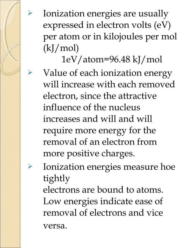 Ionization potential and electron affinity | PPT