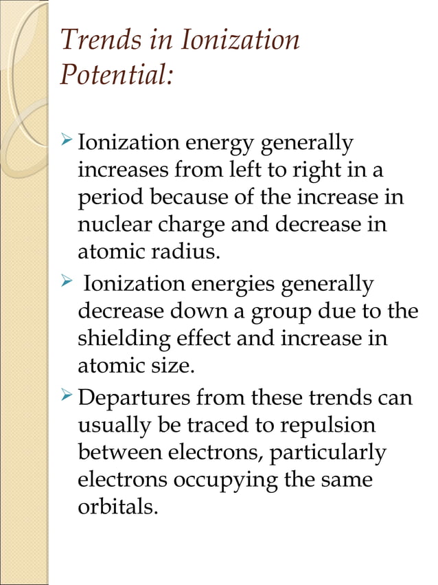 Ionization potential and electron affinity | PPT