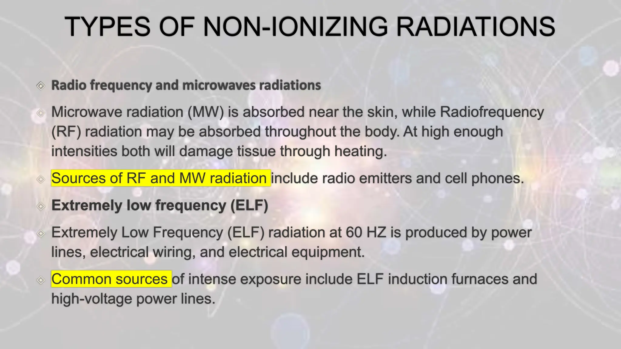 radiations, types of radiations, ionizing and non ionizing radiations.pptx