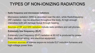 radiations, types of radiations, ionizing and non ionizing radiations.pptx