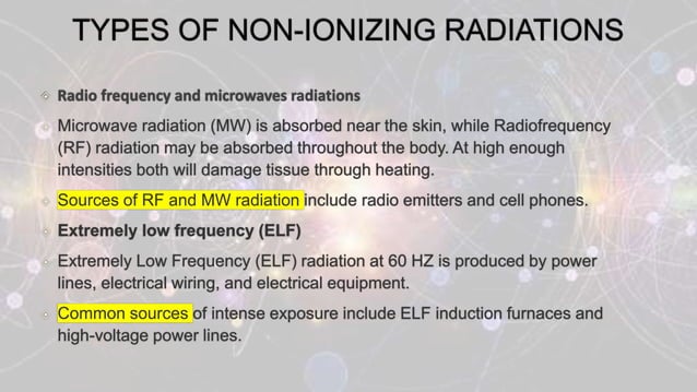 radiations, types of radiations, ionizing and non ionizing radiations ...