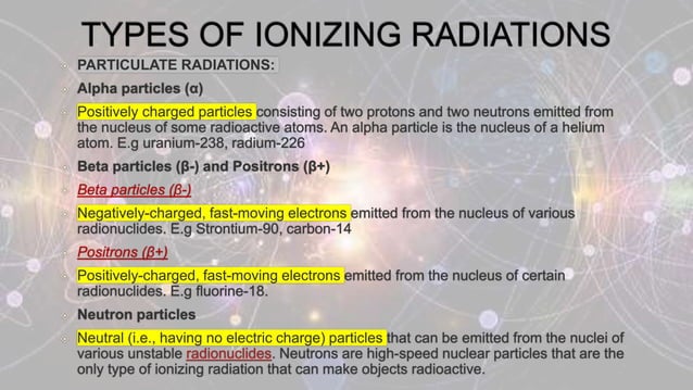 radiations, types of radiations, ionizing and non ionizing radiations ...