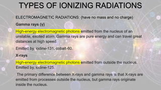 radiations, types of radiations, ionizing and non ionizing radiations.pptx