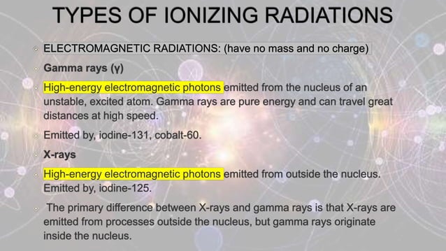 radiations, types of radiations, ionizing and non ionizing radiations ...