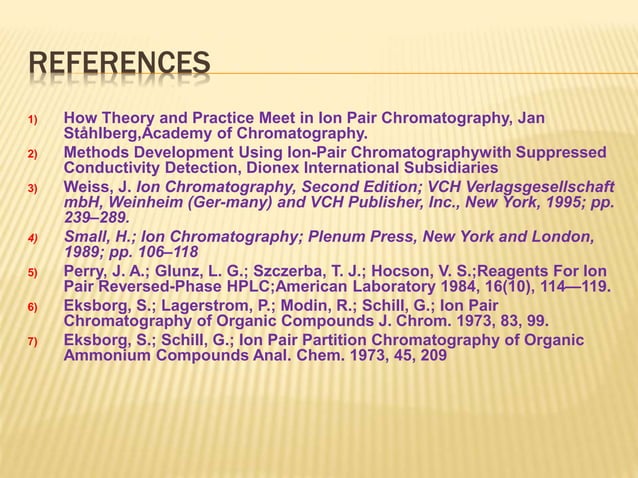 Ion pair chromatography final | PPTX | Chemistry | Science