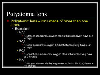 Ions ionic bonds and metallic bonds | PPT