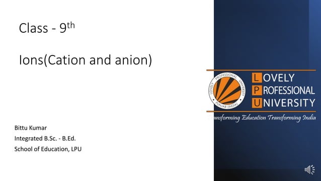 ions and its types class 9th | PPTX | Chemistry | Science