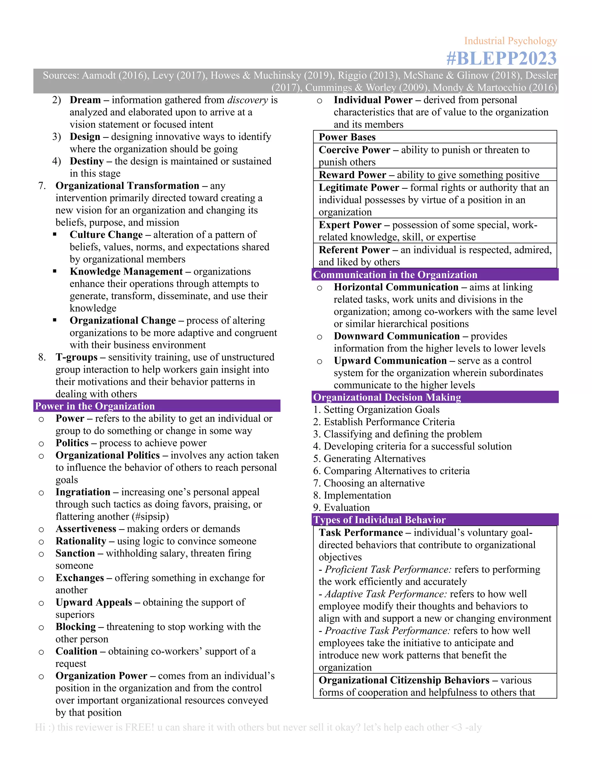 BLEPP Reviewer - Industrial and Organization Psychology | PDF