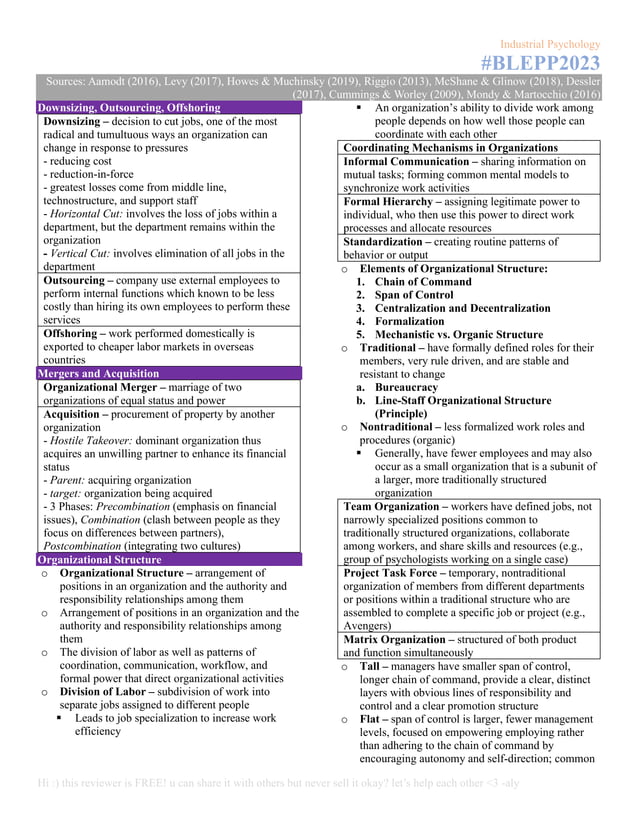 BLEPP Reviewer - Industrial and Organization Psychology | PDF