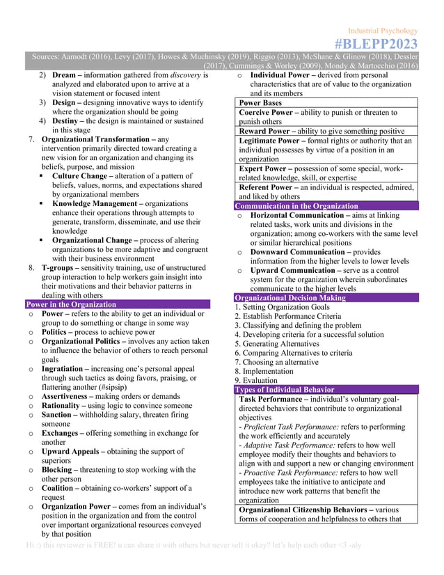 BLEPP Reviewer - Industrial and Organization Psychology | PDF