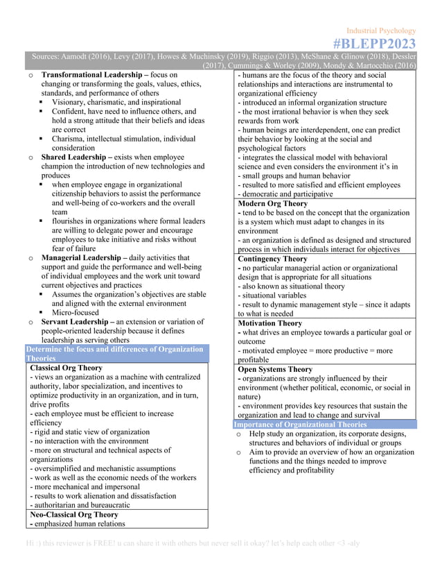 BLEPP Reviewer - Industrial and Organization Psychology | PDF