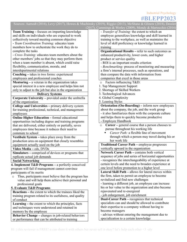 BLEPP Reviewer - Industrial and Organization Psychology | PDF